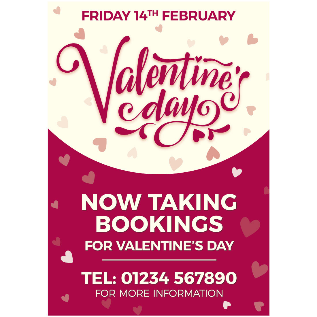 Valentines Taking Bookings Poster | Catersigns