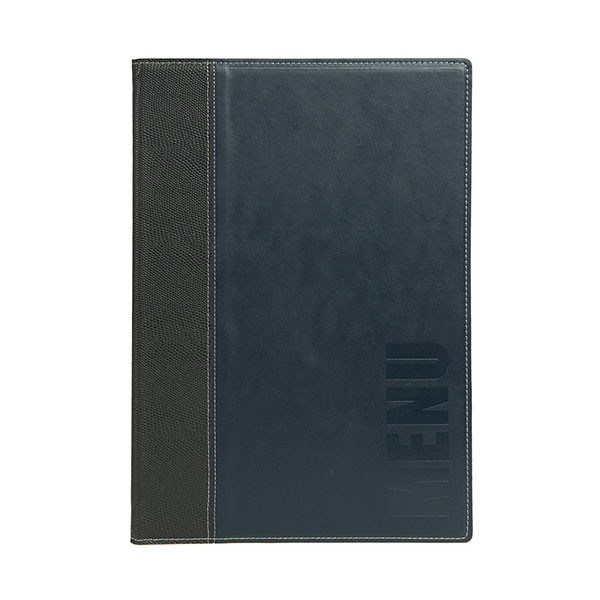Blue Leather Style A4 Restaurant Menu Holder, Plus 1 double insert included
