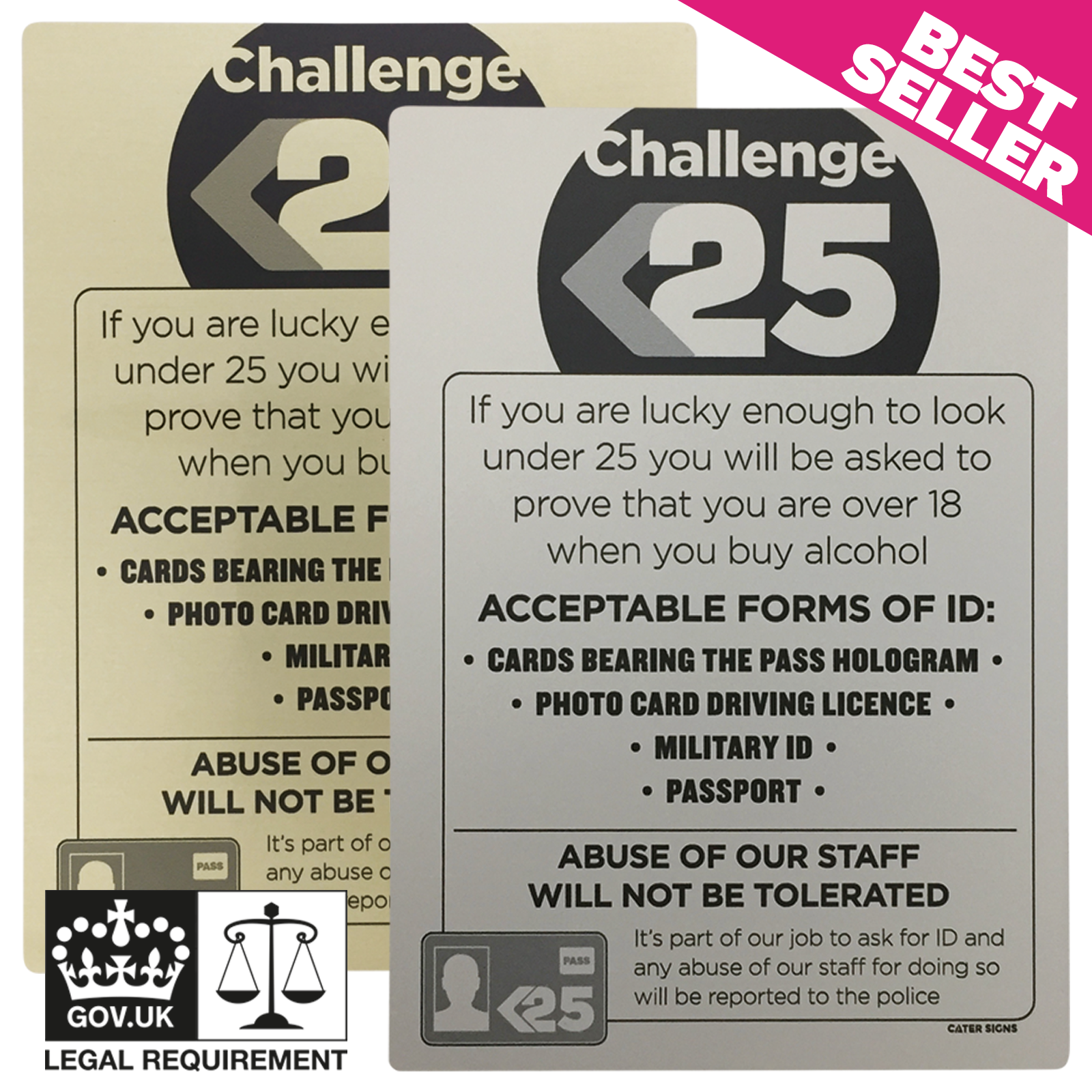 Challenge 25 Sign - Under Age Drinking Notice - Pub & Bar Notice