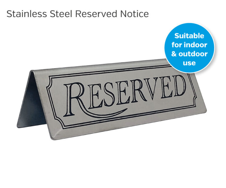 Stainless Steel Reserved Table Notice - Cater Signs